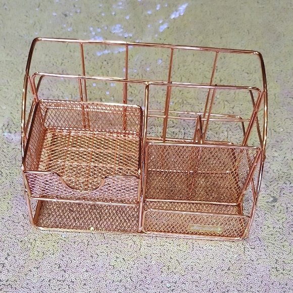 Storage & Organization | Rose Gold Wire Mesh Desk Organizer | Poshmark